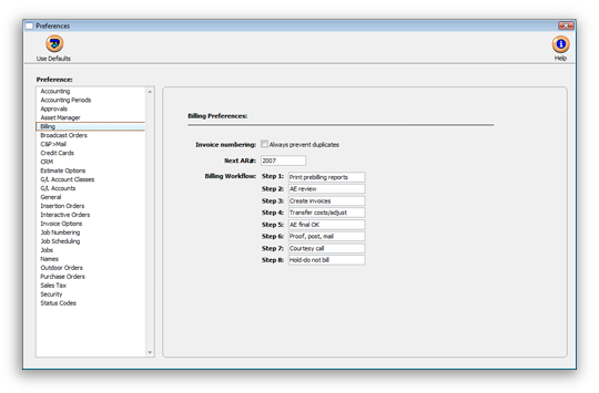 Clients & Profits X User Guide: Billing Preferences
