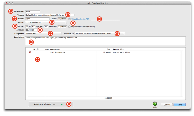 Clients & Profits | Visual Feature Guide | Adding an Overhead Invoice